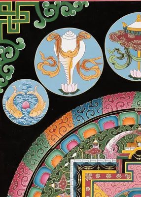 Eight Auspicious Symbols Guru Mandala Thangka | Boudha Stupa Thanka