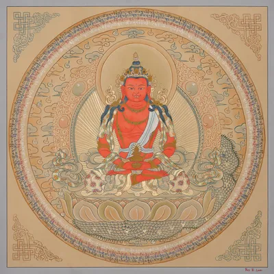 Amitayus Mantra Mandala Thangka – Sacred Circle of Long Life and Wisdom ...