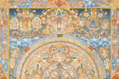 Handmade Universal Mandala Thangka Painting with 24K Gold Detailing ...