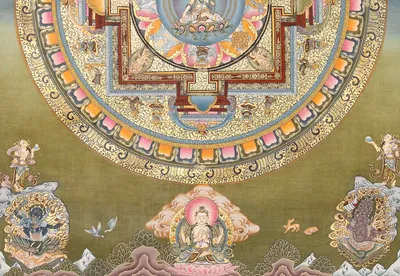 Universal Mandala Wall Art – Hand-Painted Buddhist Thangka with Gold ...