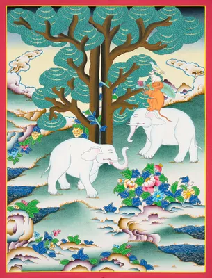 Hand-Painted Four Harmonious Friends Thangka – Traditional Tibetan Art ...