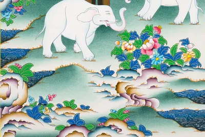 Hand-Painted Four Harmonious Friends Thangka – Traditional Tibetan Art ...