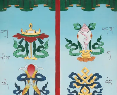 Eight Auspicious Buddhist Symbols Thangka – The Sacred Signs of ...