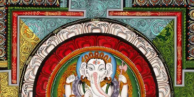 Ganesh–Shree Yantra Mandala Thangka | Boudha Stupa Thanka