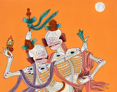 Citipati Skeleton Deity Thangka – Symbol of Impermanence and ...